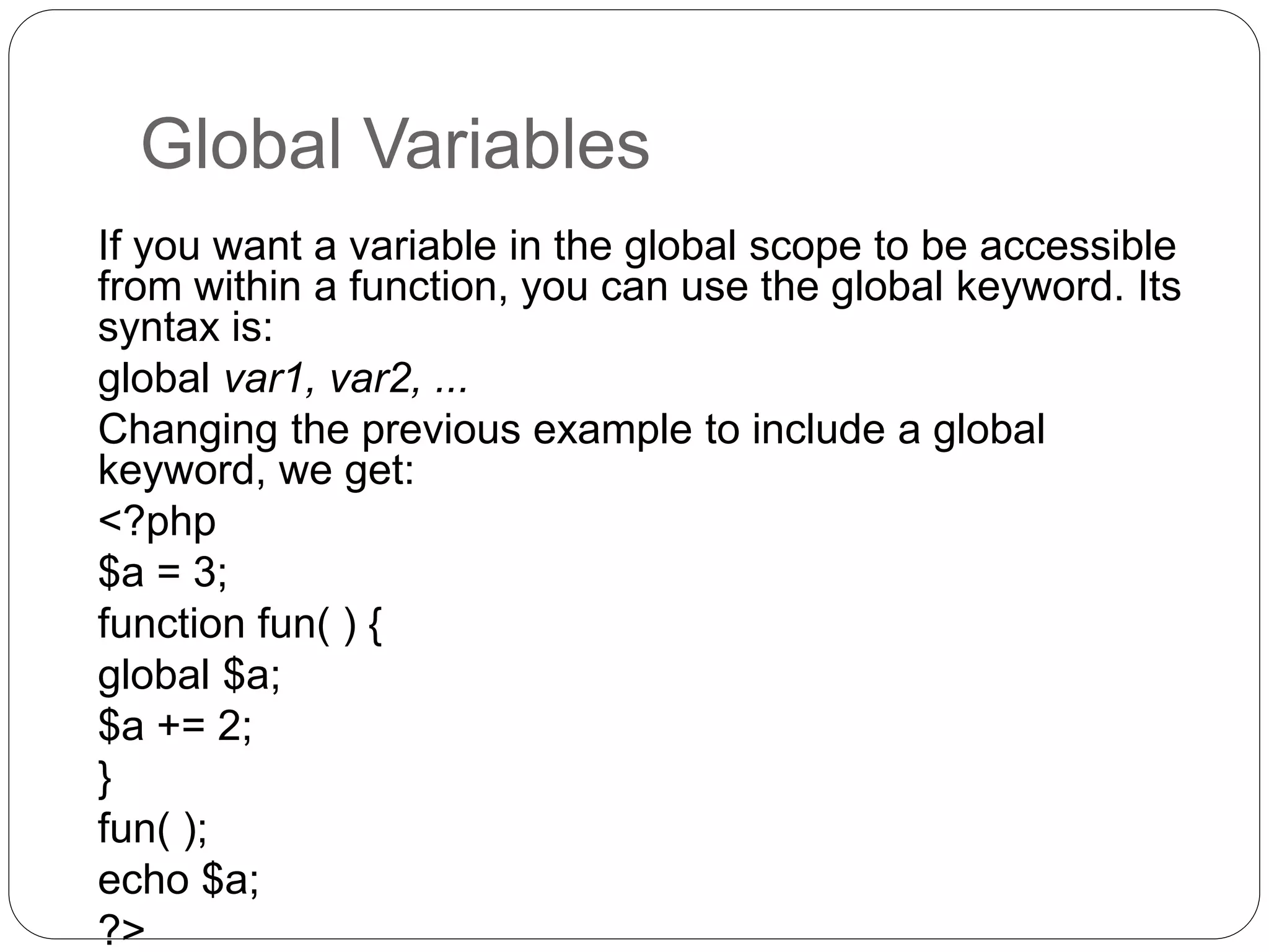 Functions in PHP.pptx | Programming Languages | Computing