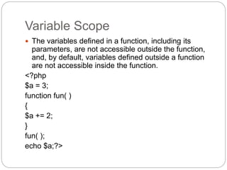 Functions in PHP.pptx | Programming Languages | Computing