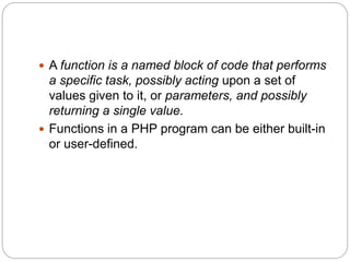 Functions in PHP.pptx | Programming Languages | Computing