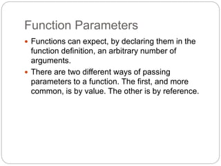 Functions in PHP.pptx | Programming Languages | Computing