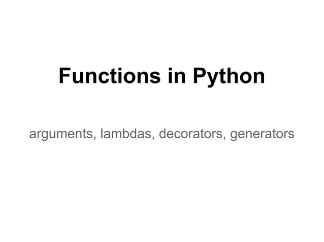 Functions In Python Ppt 6378