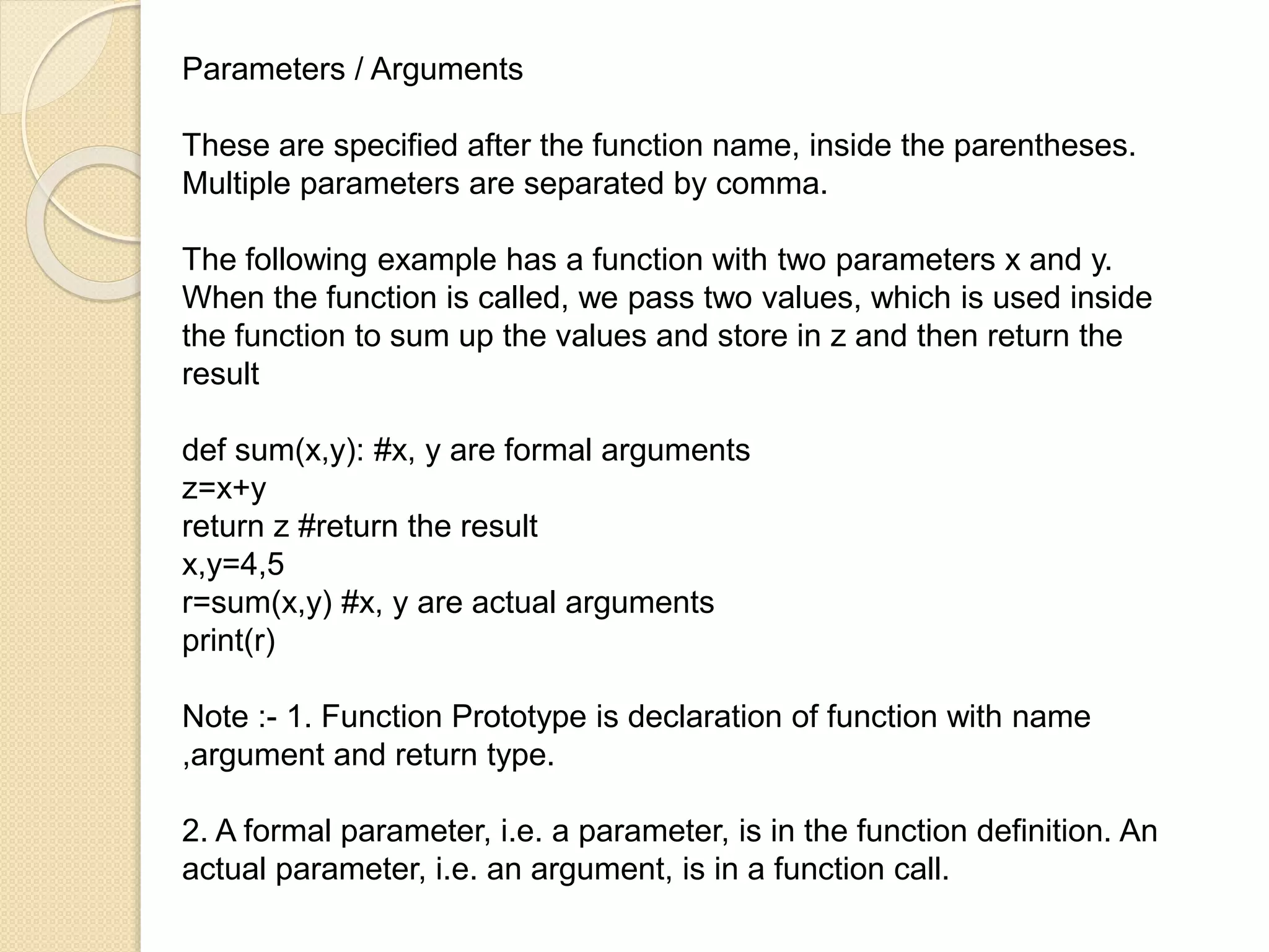 Functions in python | PPTX
