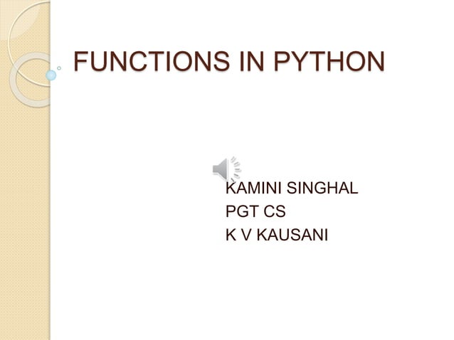 Functions in python | PPTX