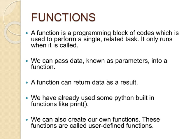 Functions in python | PPTX