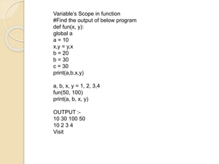 Functions in python | PPTX
