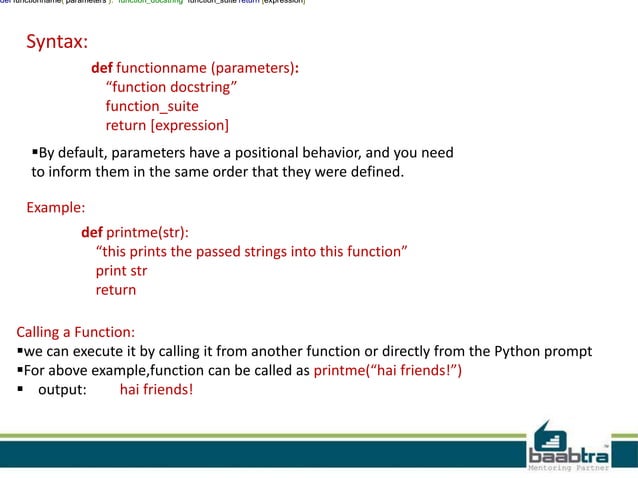 Functions in python | PPTX