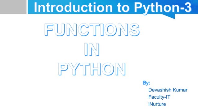 Functions in python slide share