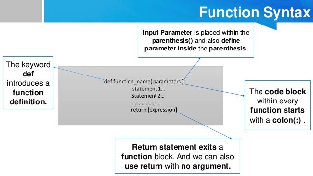 Functions in python slide share