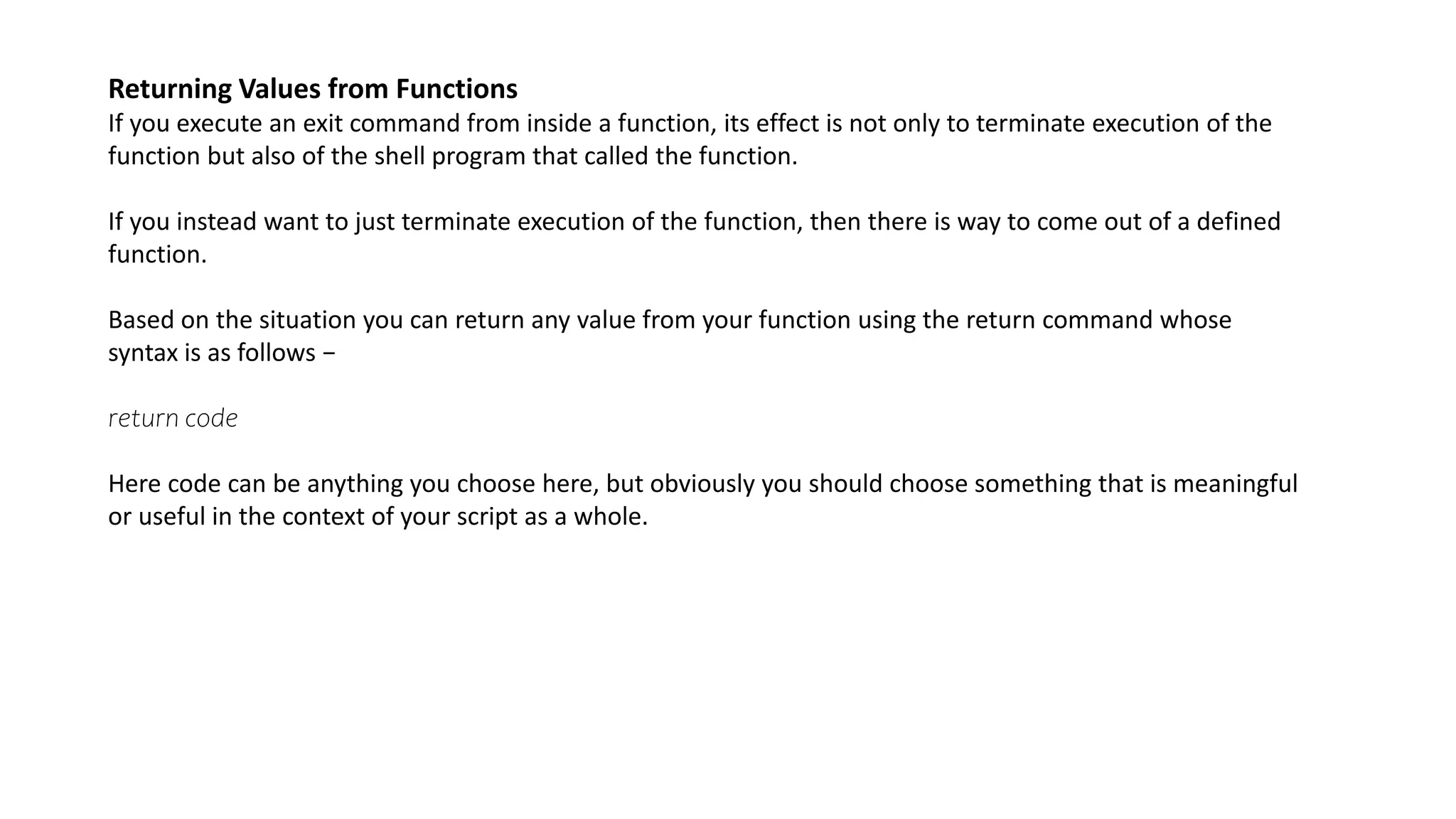 Functions In Shell Script Pptx