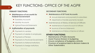 Functions of office of the Accountant General Pakistan Revenues (Brief ...
