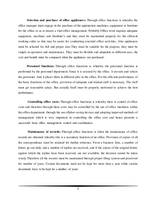 Functions Of An Office Functions Of An Office