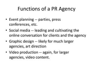 Functions of a pr agency | PPTX