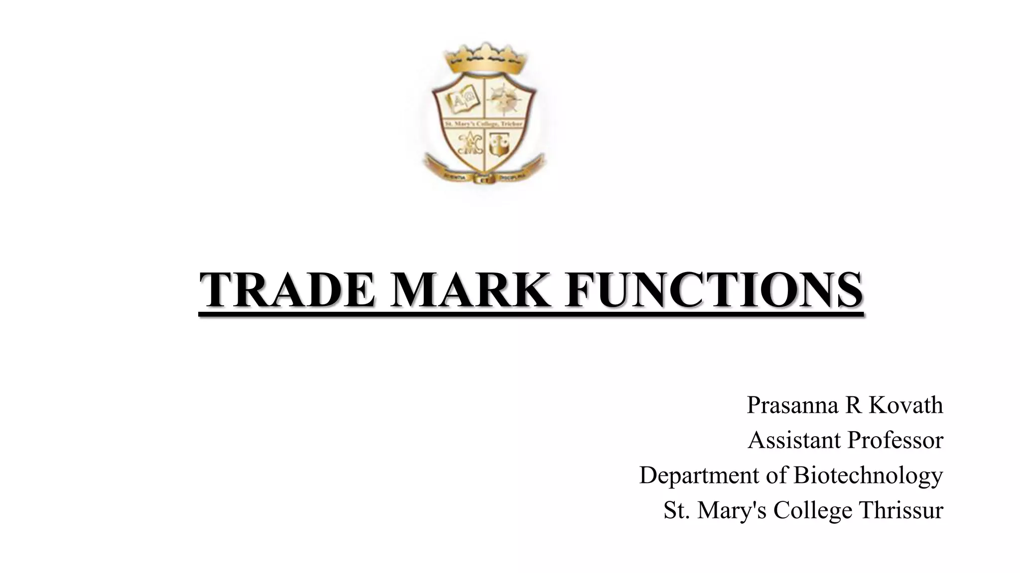 Functions of a trademark | PPTX