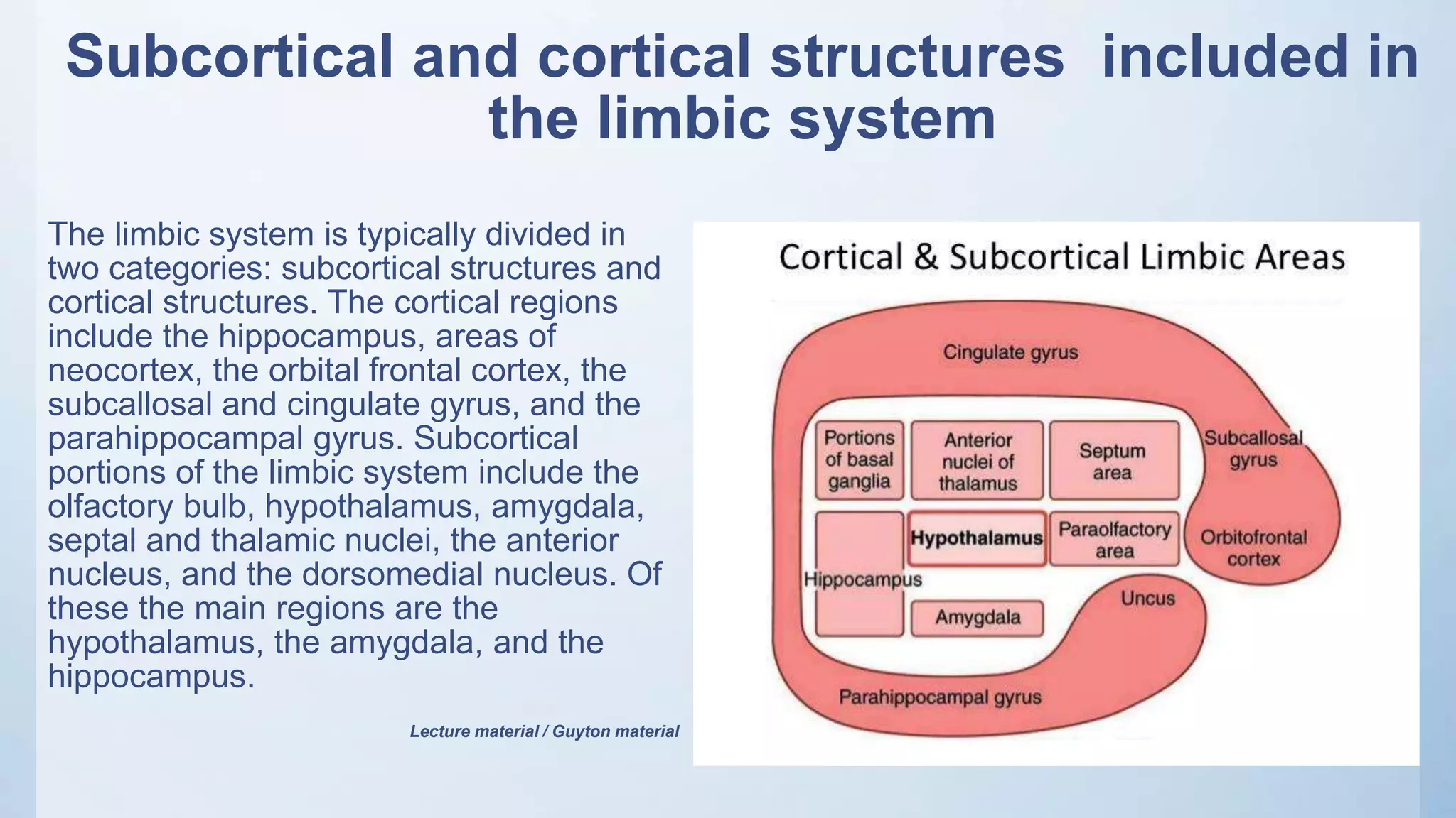 Functions of basal ganglia thalamus limbic system and central cortex | PPTX