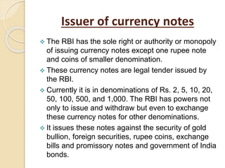 Functions of central bank in india | PPSX