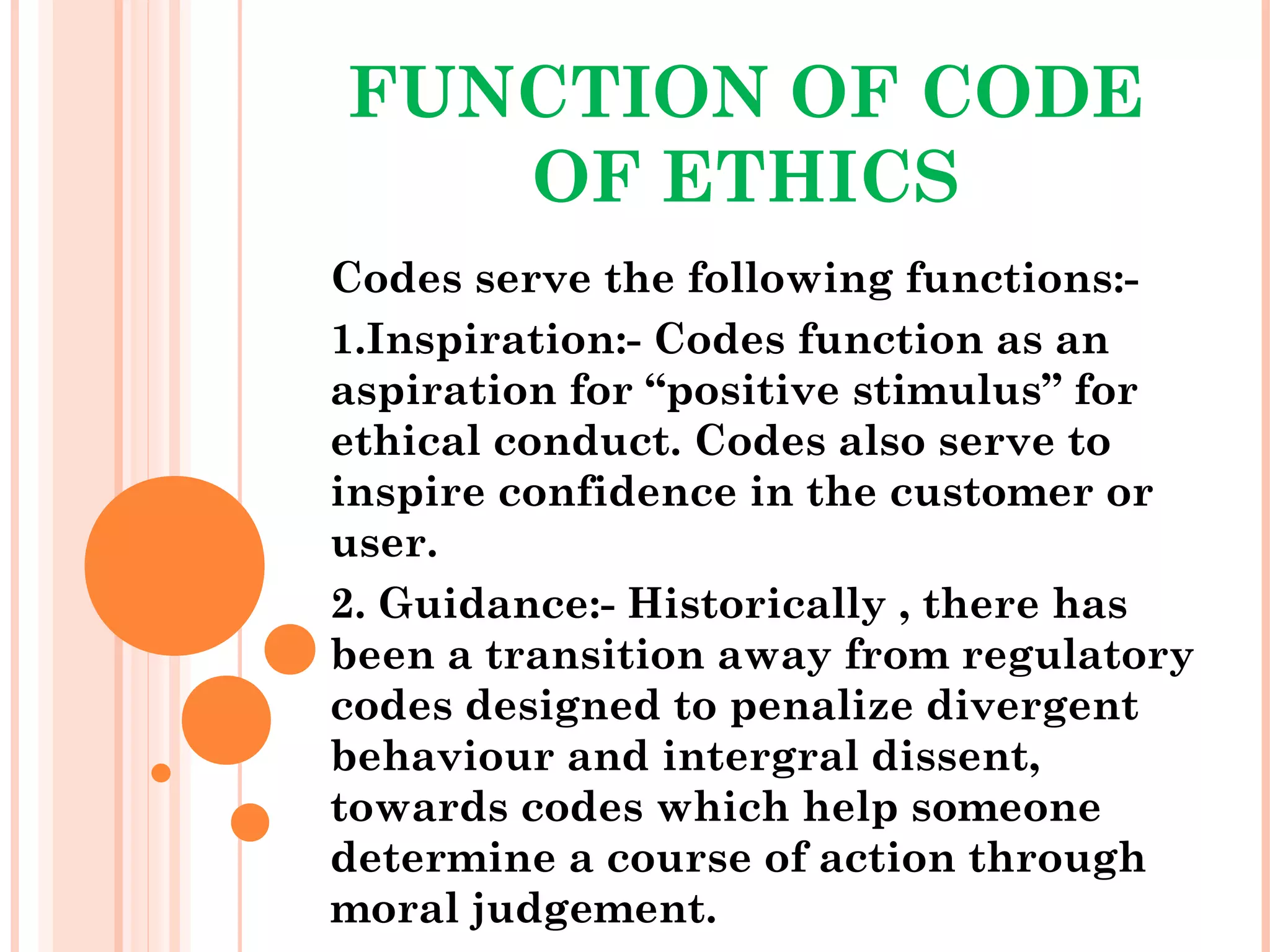Functions of code of ethics | PPT