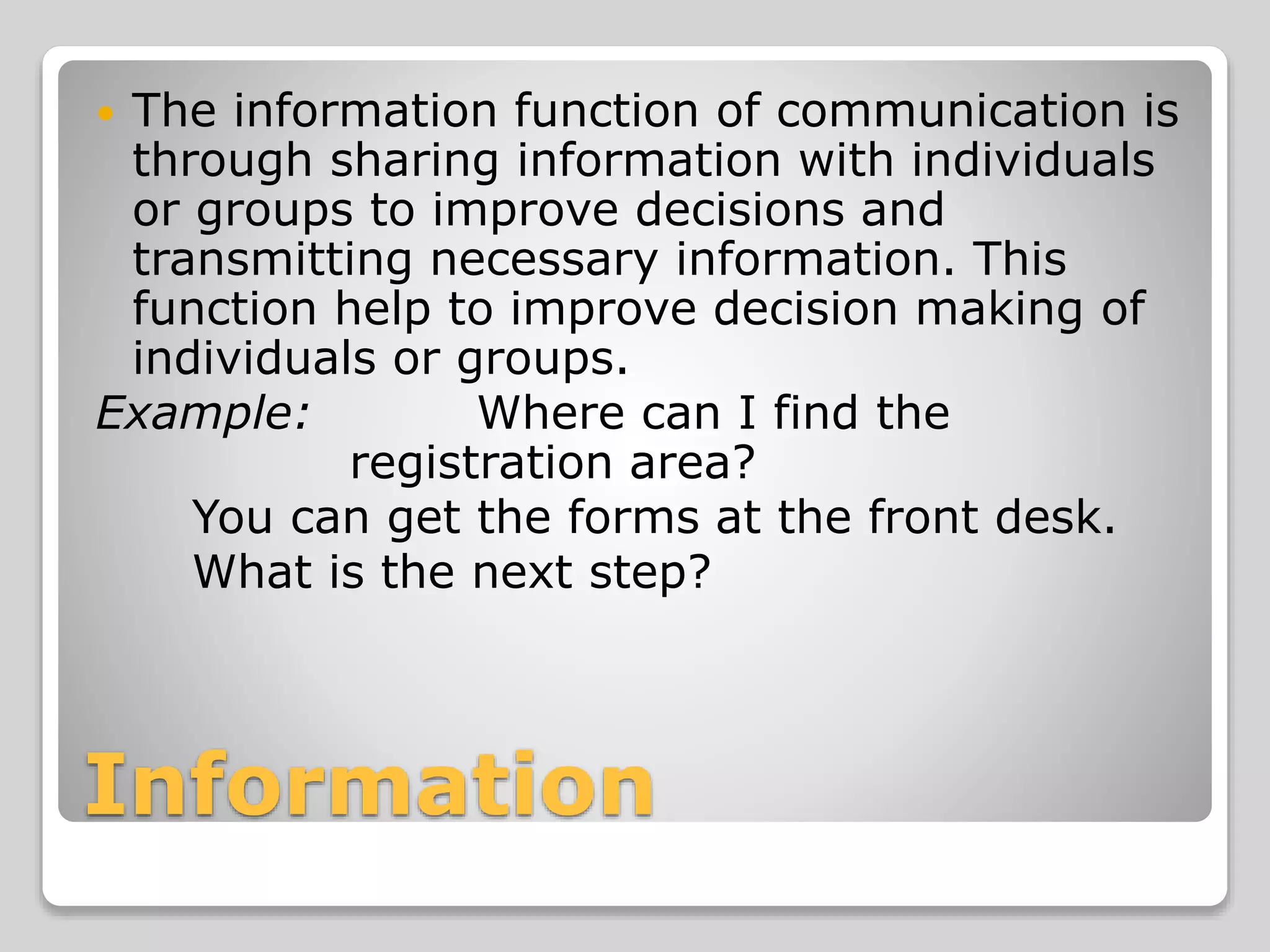 Functions of communication | PPTX