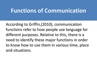 FUNCTIONS OF COMMUNICATION.pptx | Computer Networking | Computing