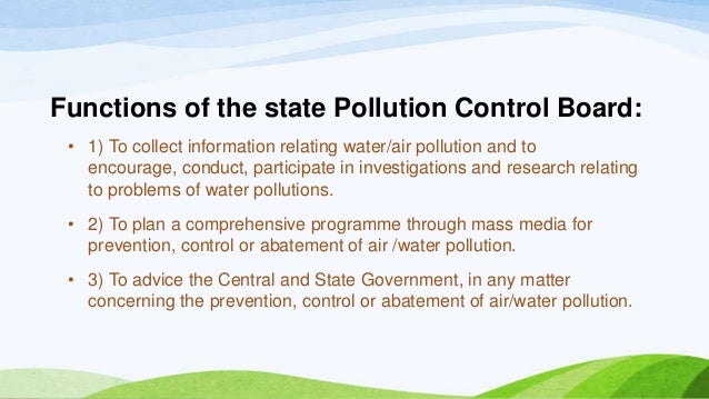Functions of central pollution control board