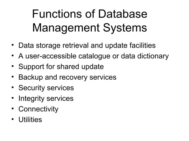 Functions of database management systems | PPT