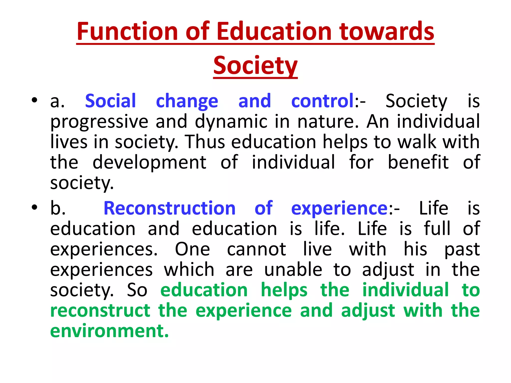 Functions of education | PPTX