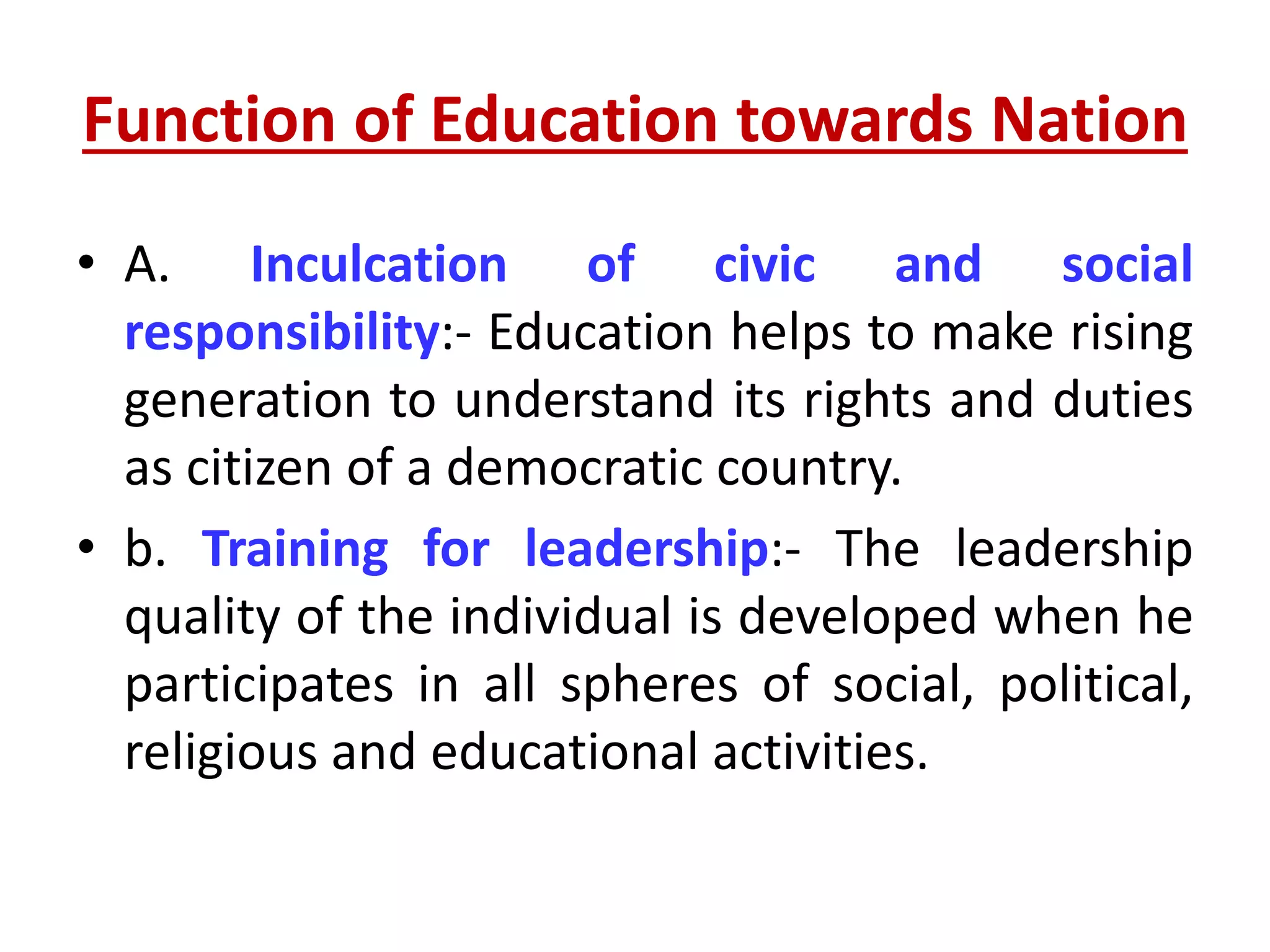 Functions of education | PPTX