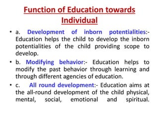 Functions of education | PPTX