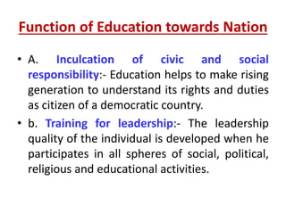 Functions of education | PPTX