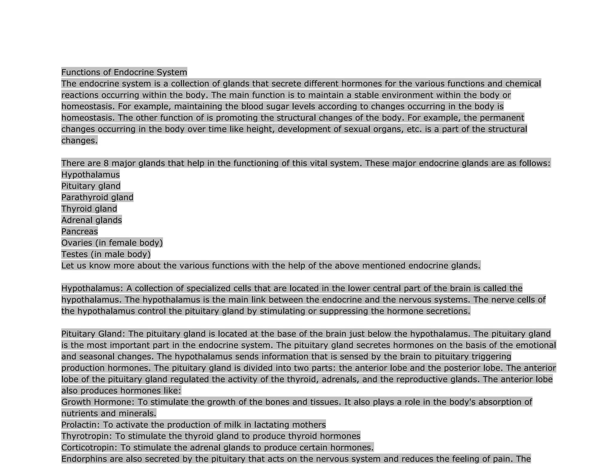 Functions of endocrine system | DOCX