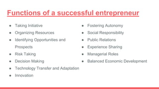 Functions of entrepreneur | PPTX