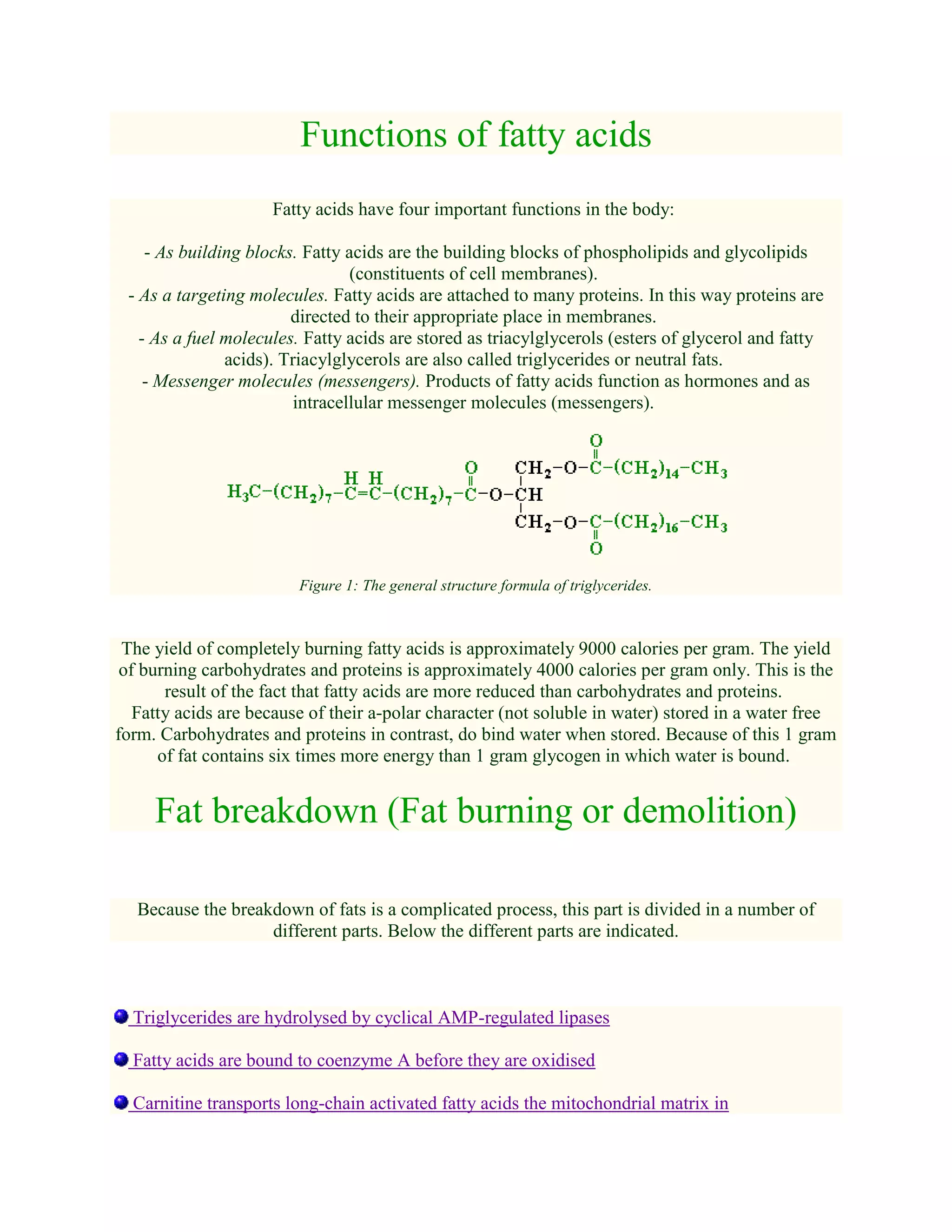 Functions of fatty acids | DOCX