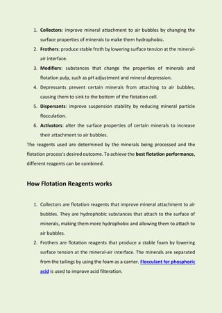 Functions Of Flotation Reagents: Explain Their Types And Working ...
