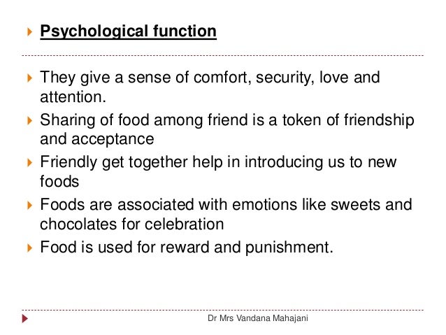 Functions of food and definitions