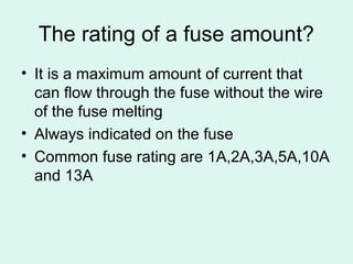 Functions of fuse and earth wire | PPT