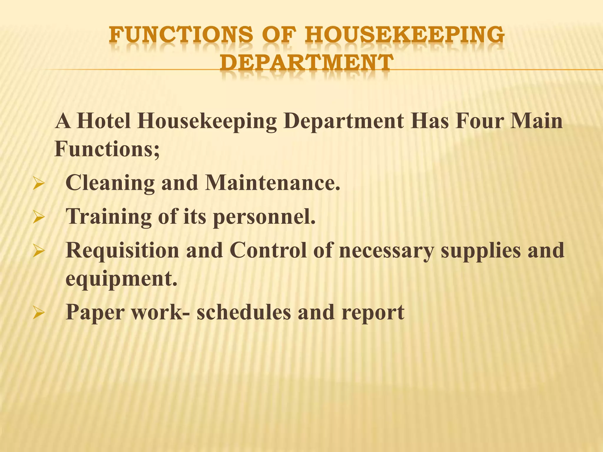 Functions of houskeeping department | PPTX