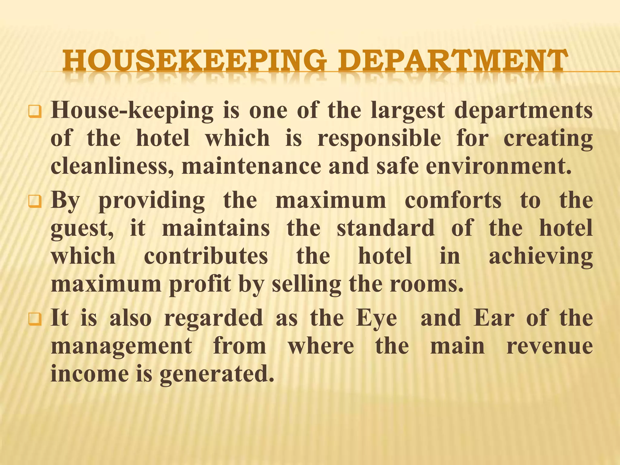 Functions of houskeeping department | PPTX