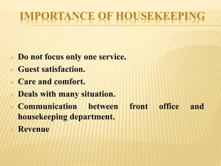 Functions of houskeeping department | PPTX