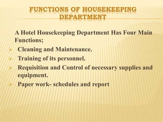 Functions of houskeeping department | PPTX