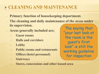 Functions of houskeeping department | PPTX