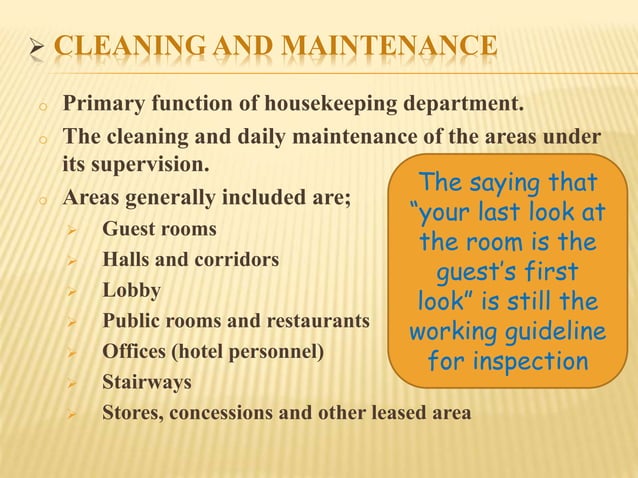Functions of houskeeping department | PPTX