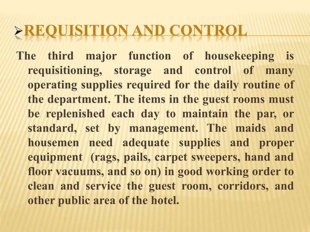Functions of houskeeping department | PPTX