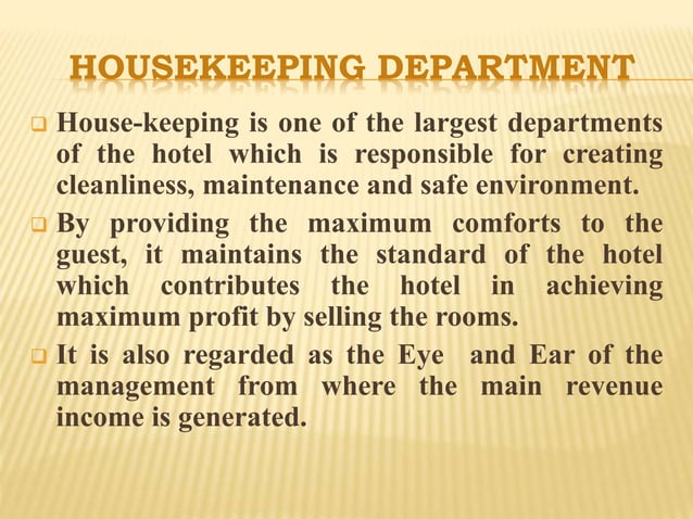 Functions of houskeeping department | PPTX