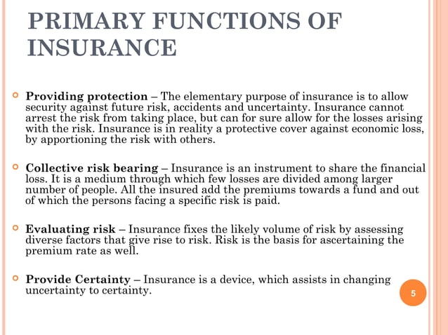 Functions of insurance | PPT | Insurance | Personal Finance