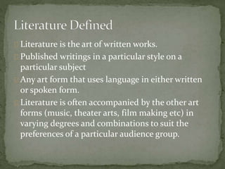 Functions of literature | PPTX