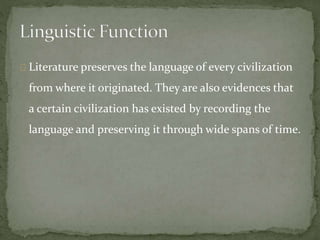 Functions of literature | PPTX