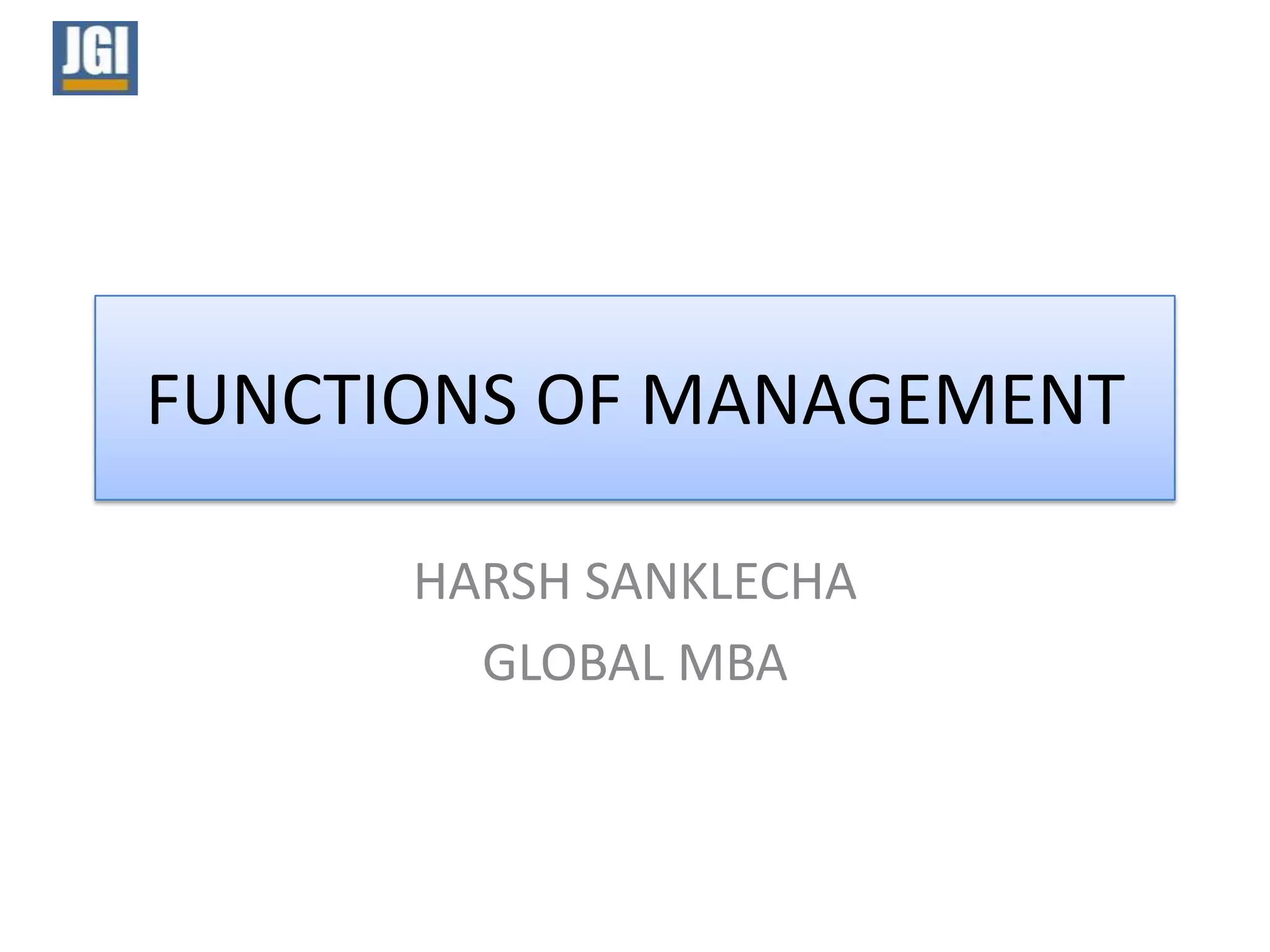 Functions of management | PPTX