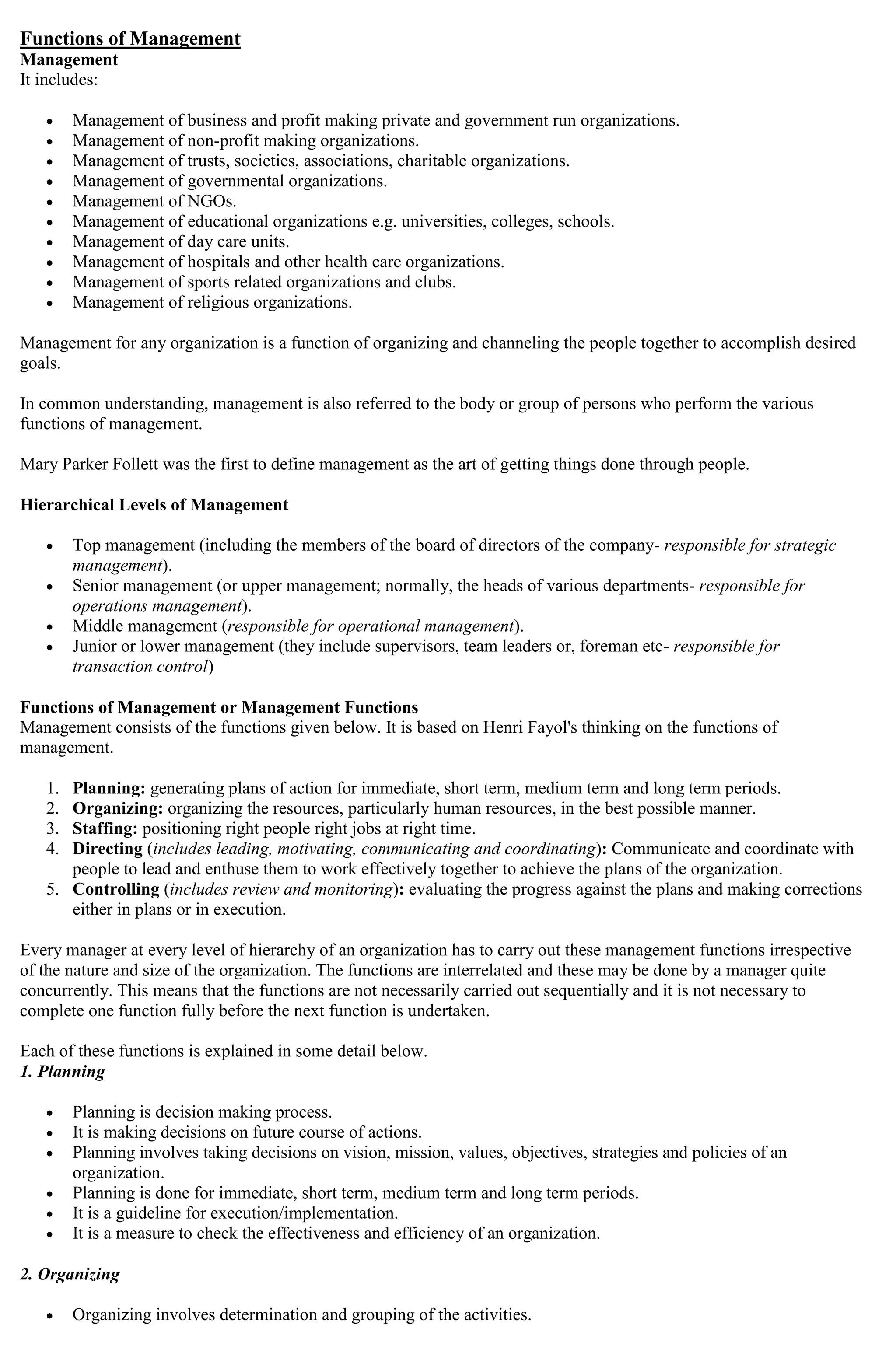 Functions of management | PDF