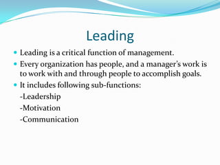 Functions of management | PPTX