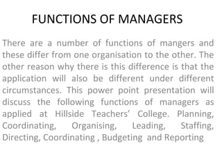 Functions of managers | PPT