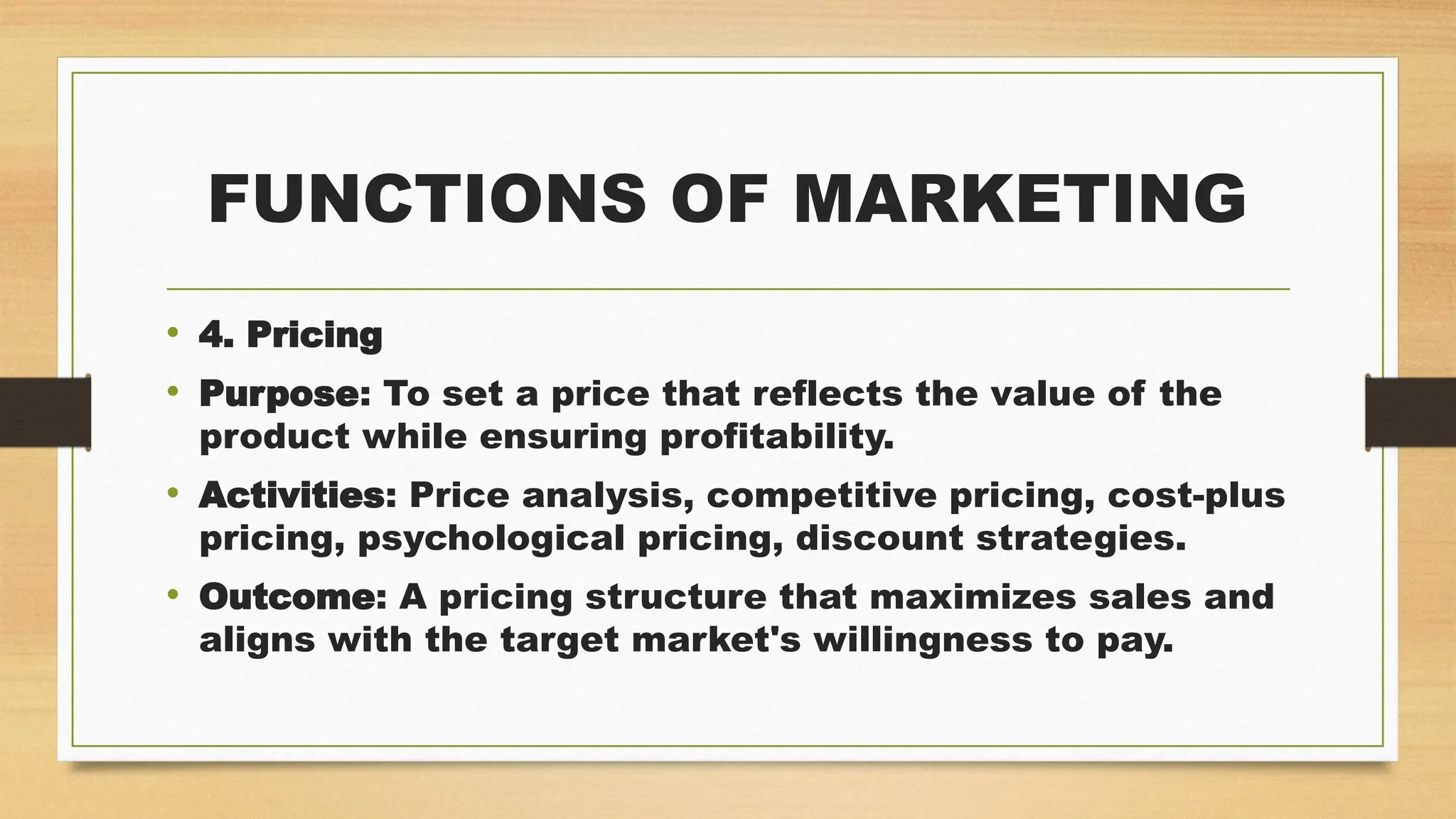 FUNCTIONS OF MARKETING-PRICING ,PROMOTION,DISTRIBUTION | PPT